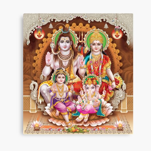 "Lord Shiva Parvati Ganesh Krishna Hindu God" Canvas Print for Sale by ...