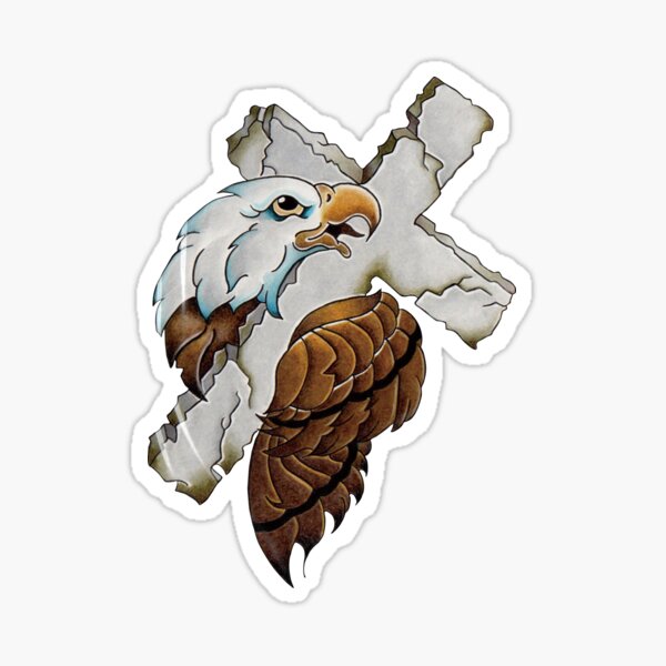 "America new school style-Eagle mix cross" Sticker for Sale by ...