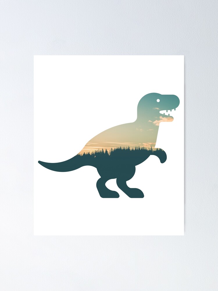 "Colorful Forest Trees Under Calm Sky Dinosaur | Cute Dinosaur" Poster ...