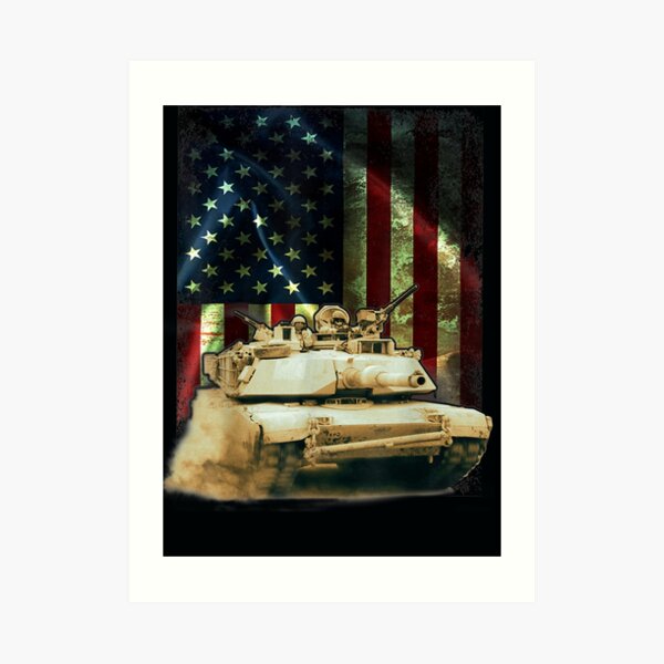 "M1A2 Abrams US Army Tank American Flag US Military" Art Print for Sale ...