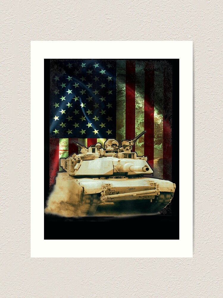 "M1A2 Abrams US Army Tank American Flag US Military" Art Print for Sale ...