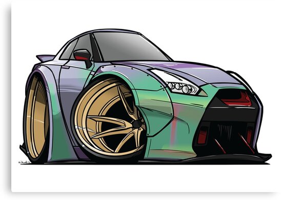"Nissan R35 GTR CarToon" Canvas Prints by ToonMyRide | Redbubble