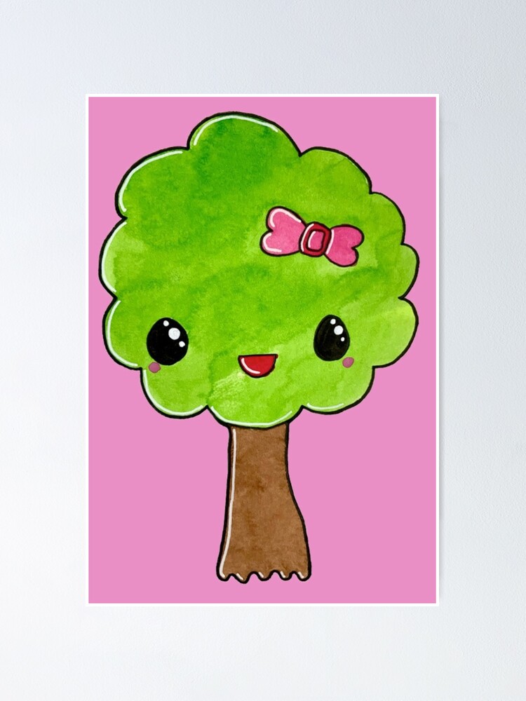 "cute tree kawaii artwork" Poster for Sale by maknartcolorful | Redbubble