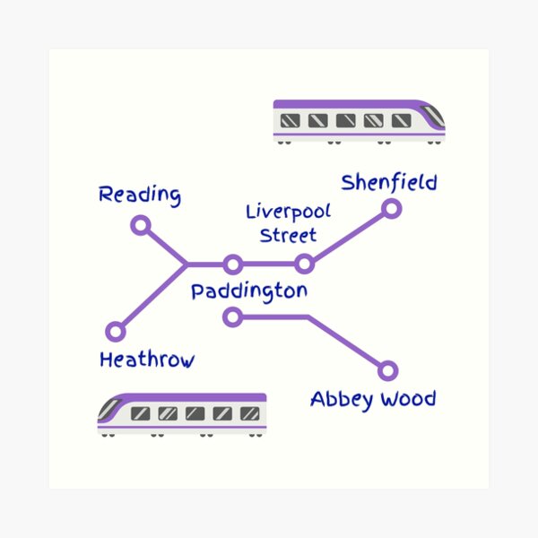 "Elizabeth Line Purple Train Map" Art Print for Sale by LoloTrends ...