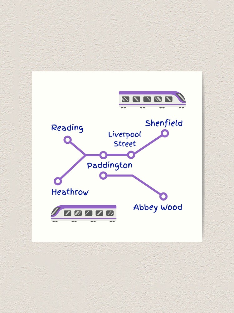 "Elizabeth Line Purple Train Map" Art Print for Sale by LoloTrends ...