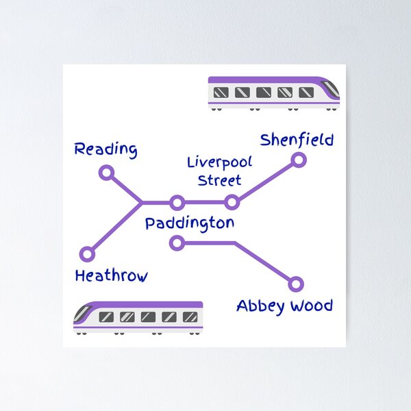 "Elizabeth Line Purple Train Map" Poster for Sale by LoloTrends | Redbubble