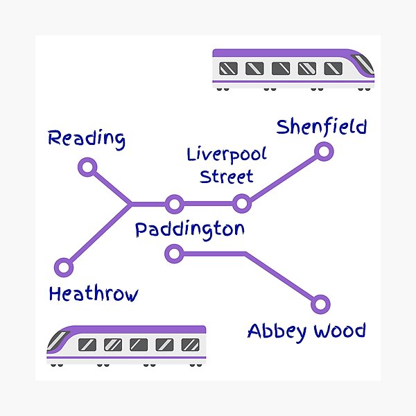 "Elizabeth Line Purple Train Map" Photographic Print for Sale by ...