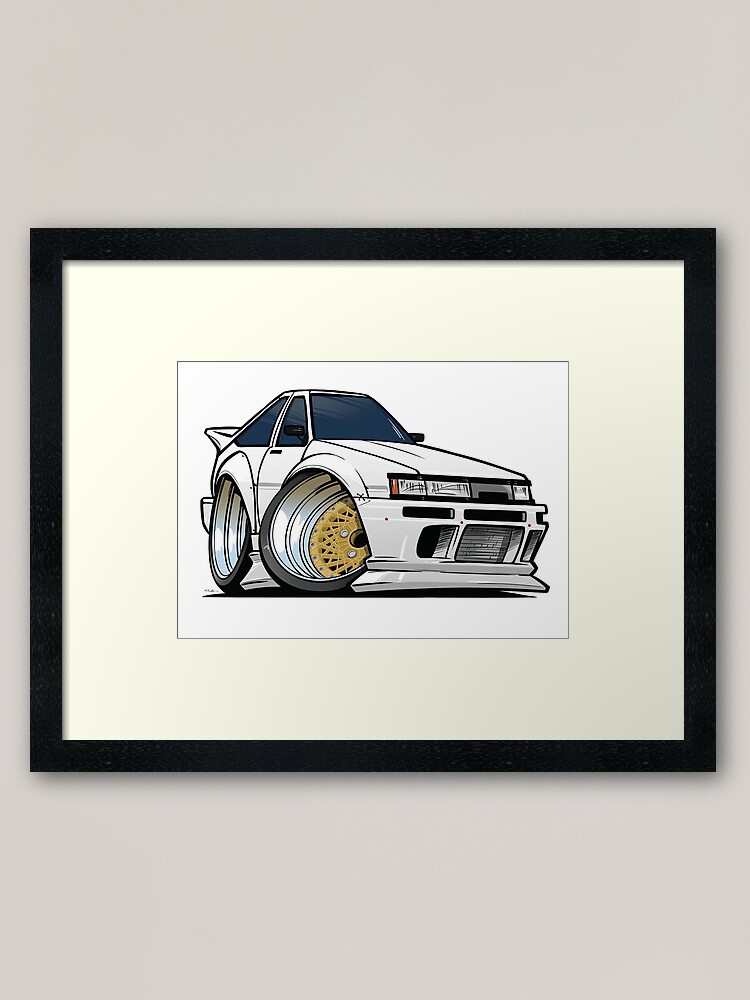 "Toyota AE86 CarToon" Framed Art Print for Sale by ToonMyRide | Redbubble