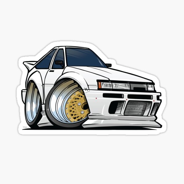 "Toyota AE86 CarToon" Sticker for Sale by ToonMyRide | Redbubble
