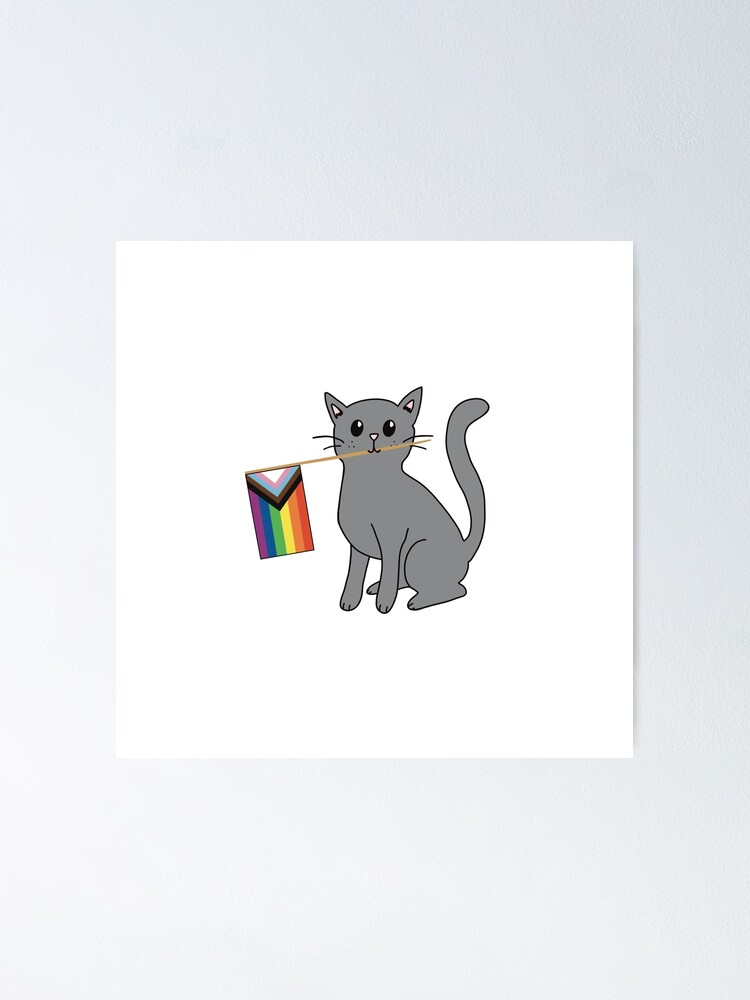 "Cat with Progress Pride Flag" Poster for Sale by Miranda-Grace | Redbubble