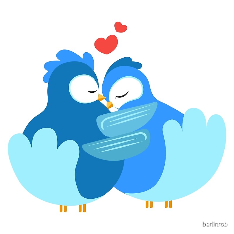 "Two blue cartoon doves in love" by berlinrob | Redbubble