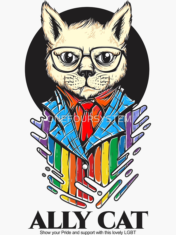 "LGBT Ally cat shirt" Sticker by ONEFOURSYSTEM | Redbubble