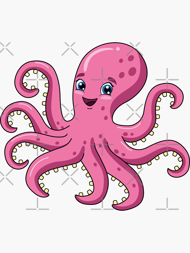 "Cute pink octopus" Sticker for Sale by Caringinger24 | Redbubble
