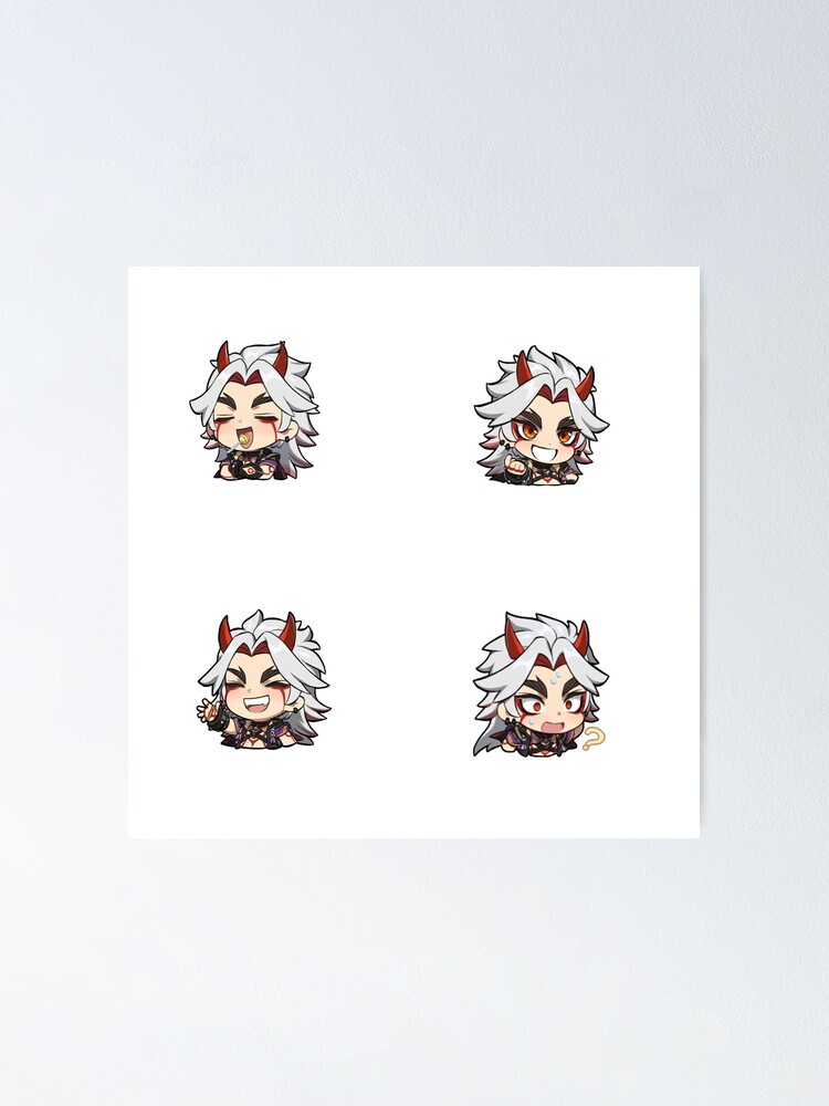"Arataki Itto Chibi Genshin Impact 4 Stickers" Poster by EulaSama ...