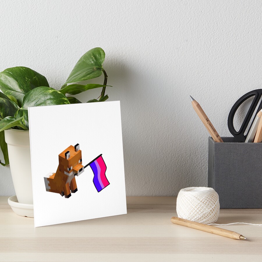 "Minecraft Fox Holding Bisexual Flag" Art Board Print by ArtDesignsUK ...