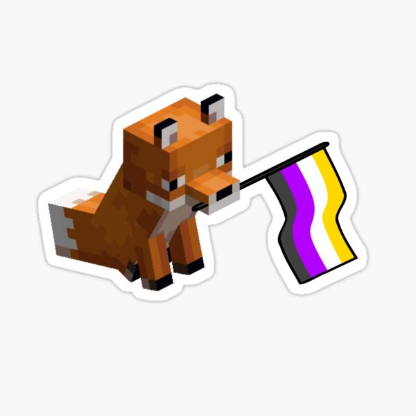 "Minecraft Fox Holding Nonbinary Flag" Sticker for Sale by ArtDesignsUK ...