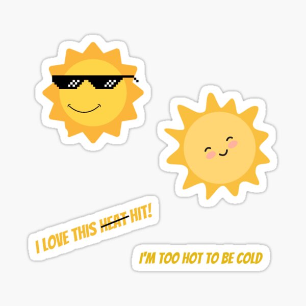 "4 in 1 funny sun sticker pack." Sticker for Sale by Queen140 | Redbubble