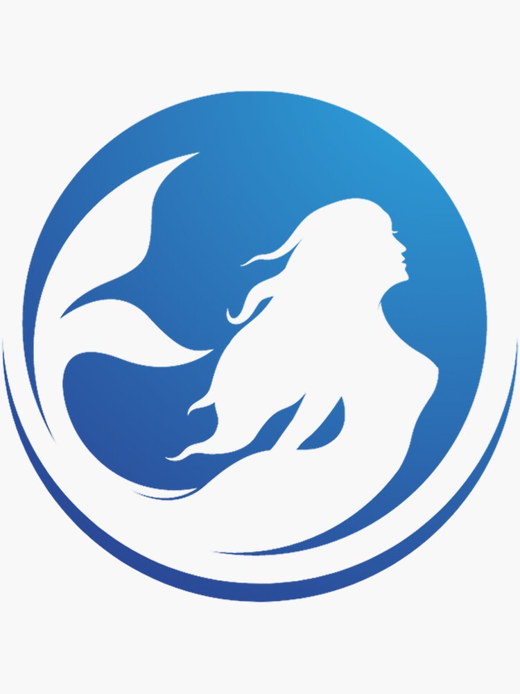 Pegatina «Logo de sirena con cola en una burbuja azul» de bayberrygal ...