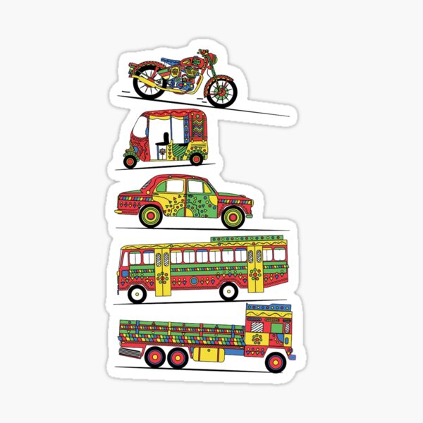 "Vintage - Indian Modes of Transportation - Illustrated in Colorful ...