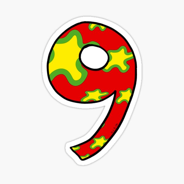 "Lucky number 9" Sticker for Sale by CuteCartoon | Redbubble