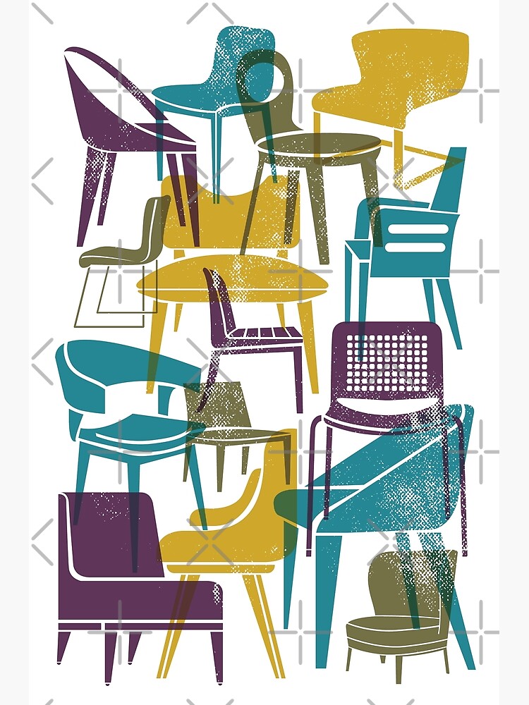 "Mid-Century Modern Chairs in Overlapping colors GTYP" Poster by ...