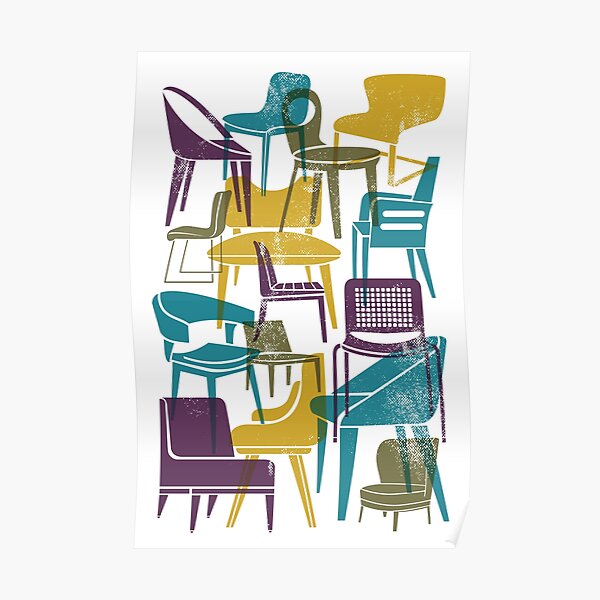 "Mid-Century Modern Chairs in Overlapping colors GTYP" Poster by ...