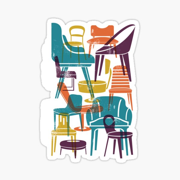 "Mid-Century Modern Chairs 2 in Overlapping TOGP" Sticker for Sale by ...