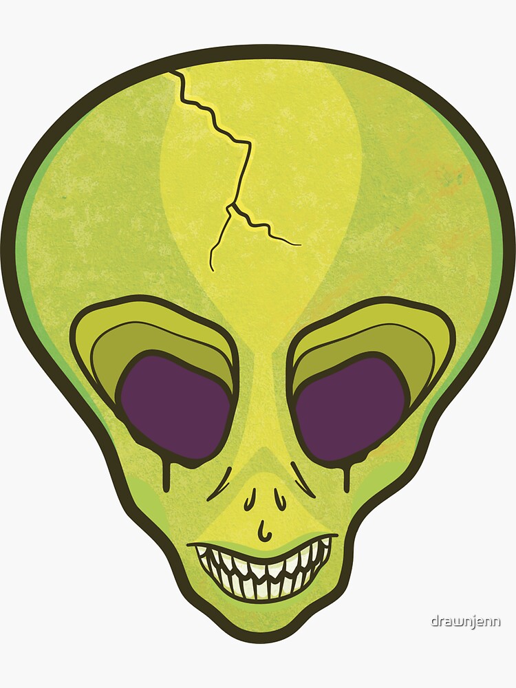 "Alien Skull" Sticker for Sale by drawnjenn | Redbubble