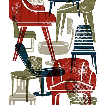 "Mid-Century Modern Chairs 2 in Overlapping Neutral Colors" Poster for ...