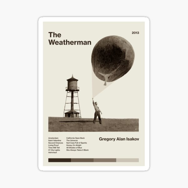 "Gregory Alan Isakov, The Weatherman Album Inspired Poster" Sticker by ...