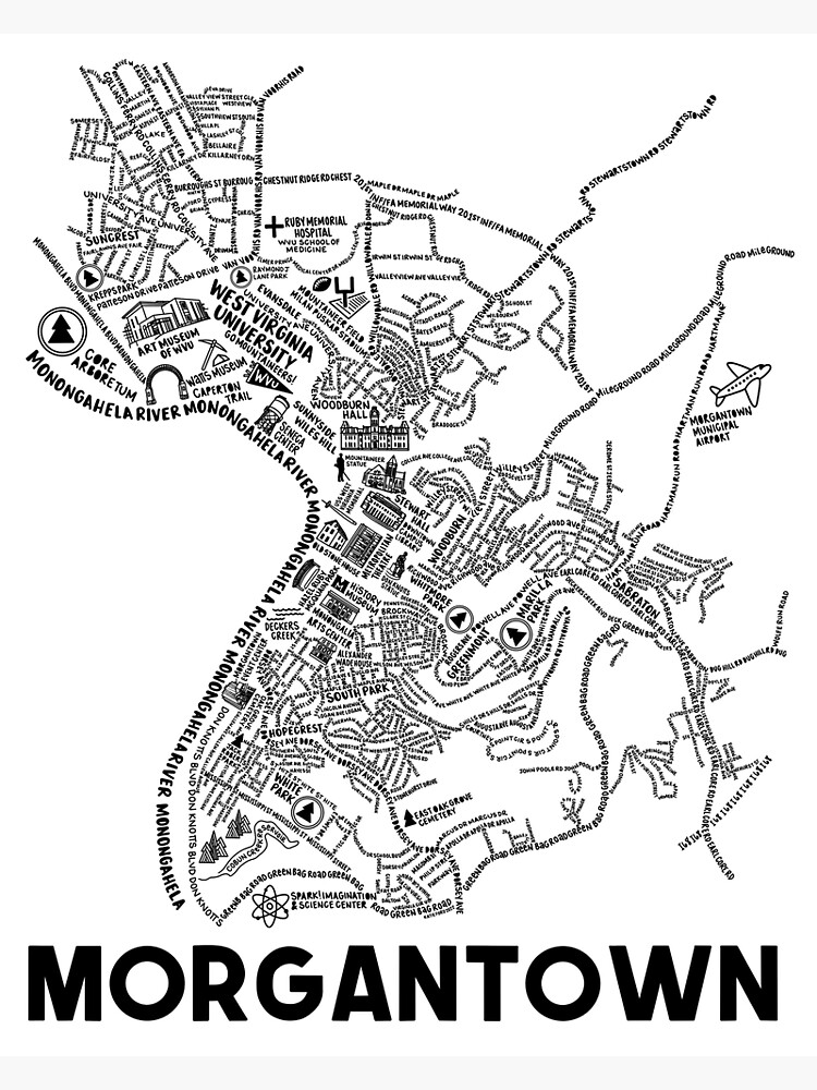 "Morgantown Map " Poster for Sale by fiberandgloss | Redbubble