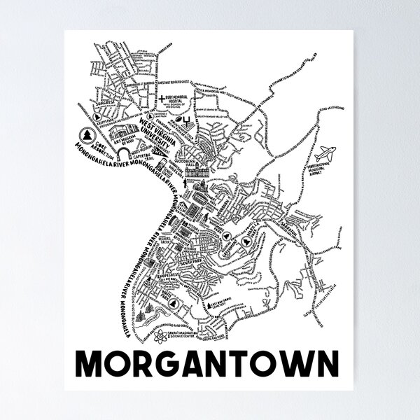 "Morgantown Map " Poster for Sale by fiberandgloss | Redbubble