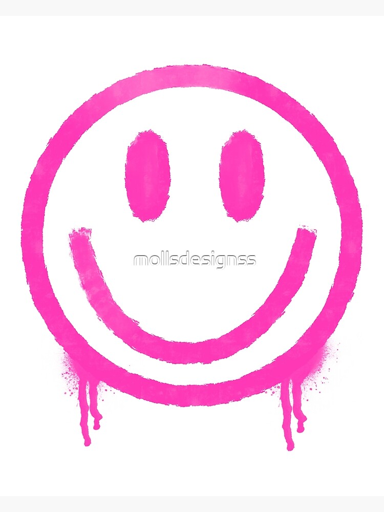 "Pink drippy happy face" Poster by mollsdesignss | Redbubble