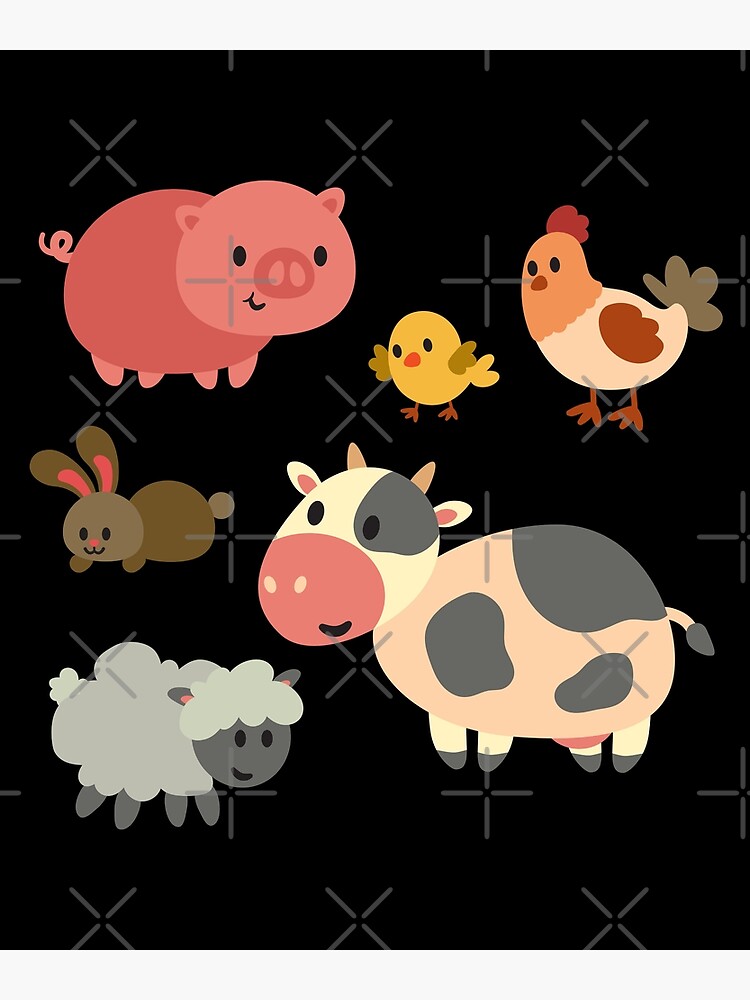 "Farm Animals | Pig | Chicken | Cow | Sheep | Rabbit " Poster for Sale ...