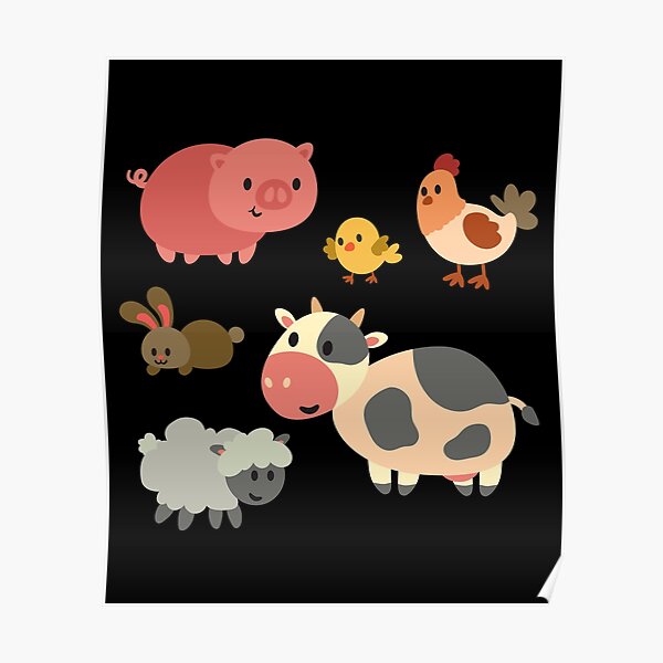 "Farm Animals | Pig | Chicken | Cow | Sheep | Rabbit " Poster for Sale ...