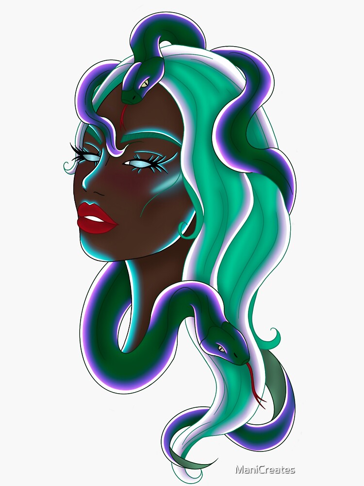 "Neon Snake Woman Drawing" Sticker for Sale by ManiCreates | Redbubble