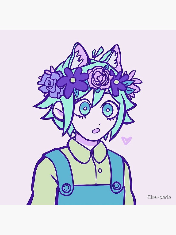 "cute omori catboy basil fanart" Sticker for Sale by Clea-perie | Redbubble