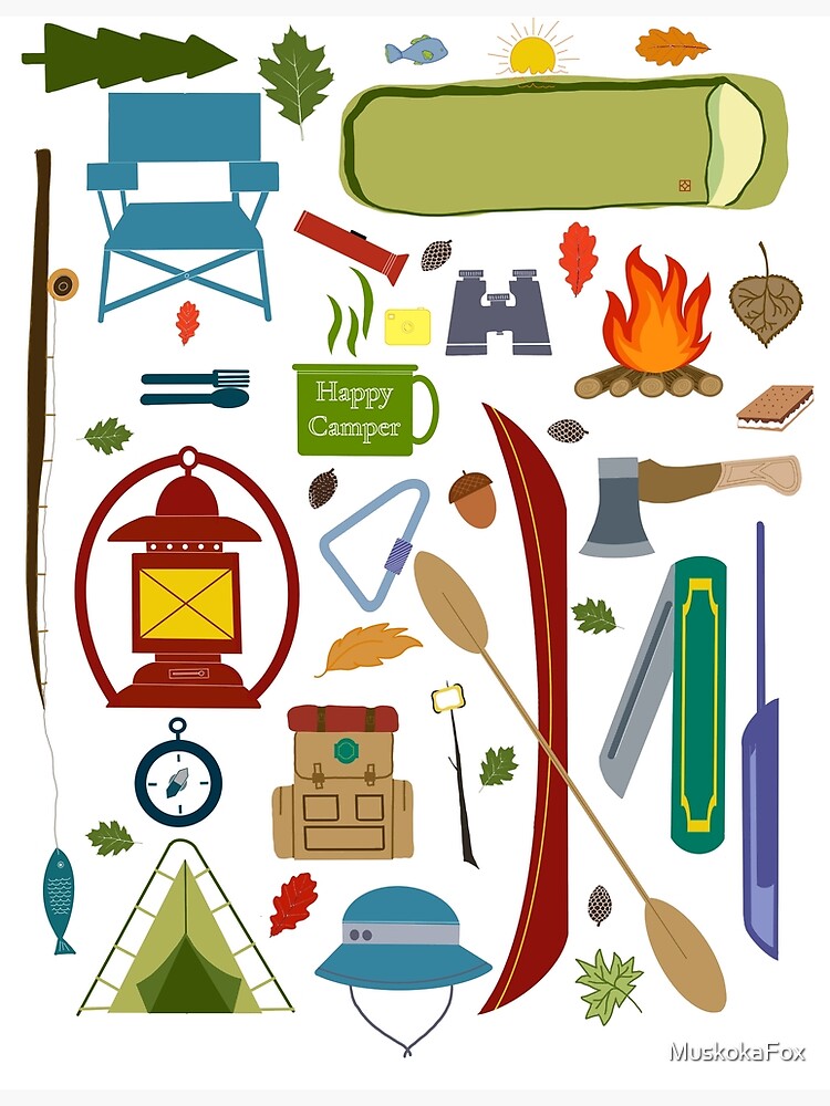 "Camping Collage 2" Poster for Sale by MuskokaFox | Redbubble
