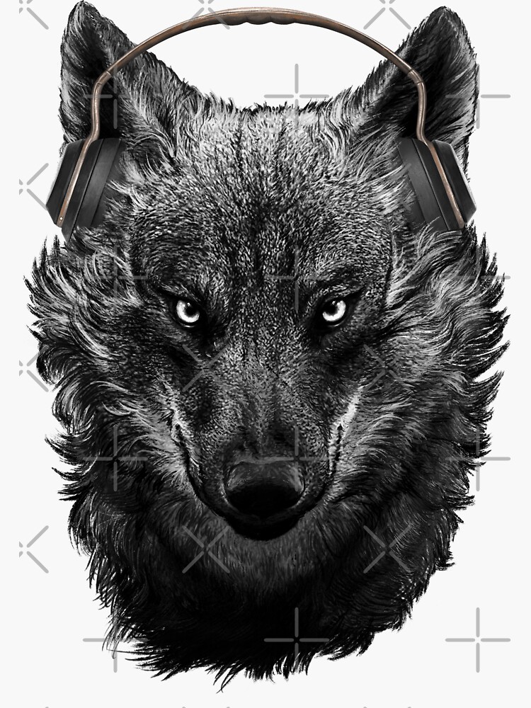 "Musical Wolf" Sticker for Sale by 38Sunsets | Redbubble