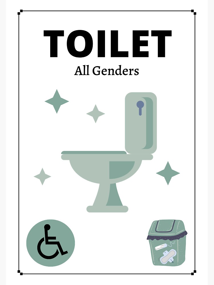 "Toilet Gender neutral (with wheelchair and sanitary bin)" Sticker for ...