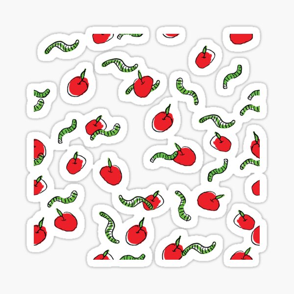 "apples and worms" Sticker for Sale by composeink | Redbubble