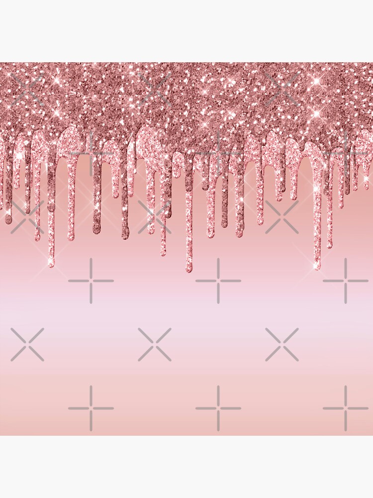 "Trendy Rose Gold Dripping Glitter Foil Background 33" Sticker for Sale ...