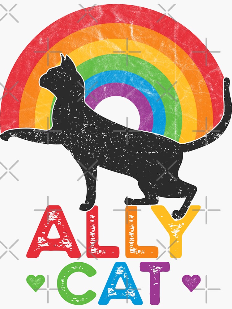 "Ally cat LGBT Cat With Ally Pride Rainbow" Sticker for Sale by ...