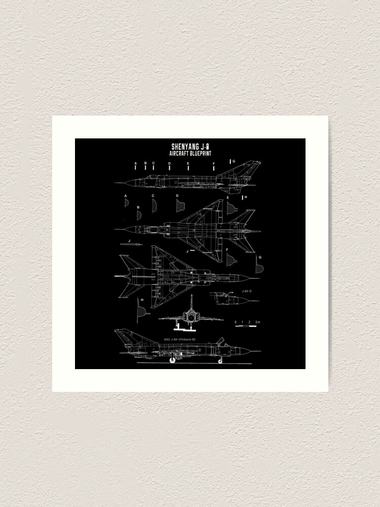 "Shenyang J8 Aircraft Blueprint" Art Print for Sale by PodiShawna ...