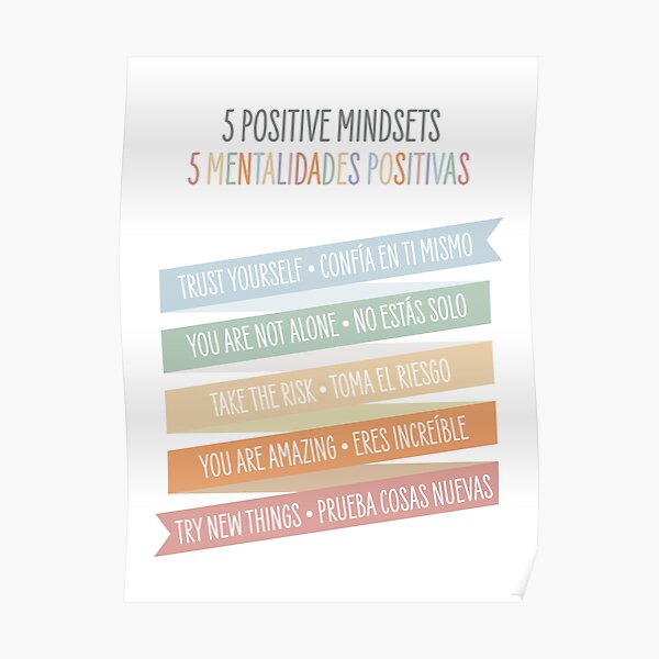 Póster «Cinco frases de mentalidad positiva: impresiones bilingües en ...