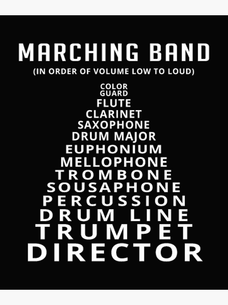 "Marching Band In Order Of Volume Low To Loud" Poster for Sale by ...