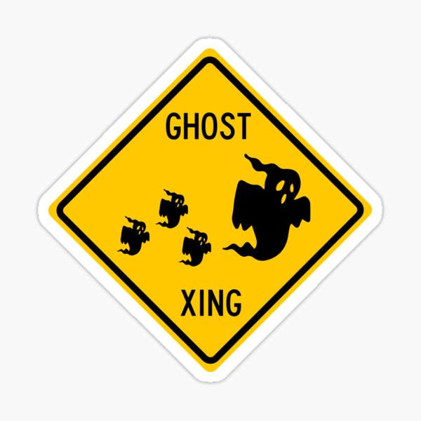 "Ghost Crossing Sign" Sticker for Sale by Clusterfudge | Redbubble