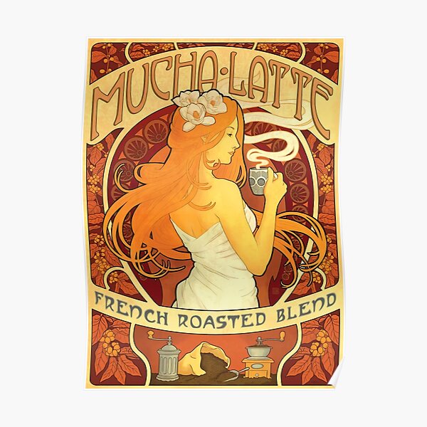 "Mucha Latte French Roasted Coffee Poster" Poster by ylarry | Redbubble