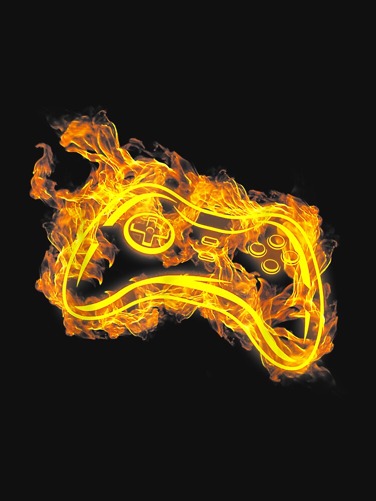 "Video Game Controller On Fire Video Gamer" T-shirt by luciaaljudith ...