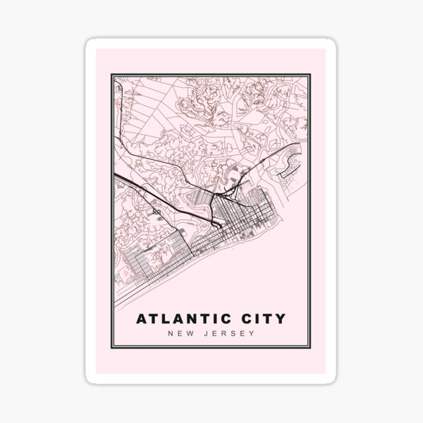 " Minimalist Atlantic City Map" Sticker for Sale by sibudas | Redbubble